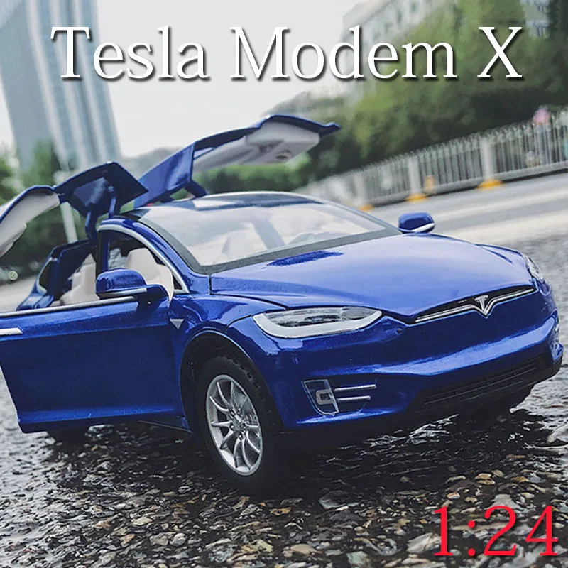 1:24 Tesla modeli X alaşım araba modeli Diecast Metal simülasyon ...