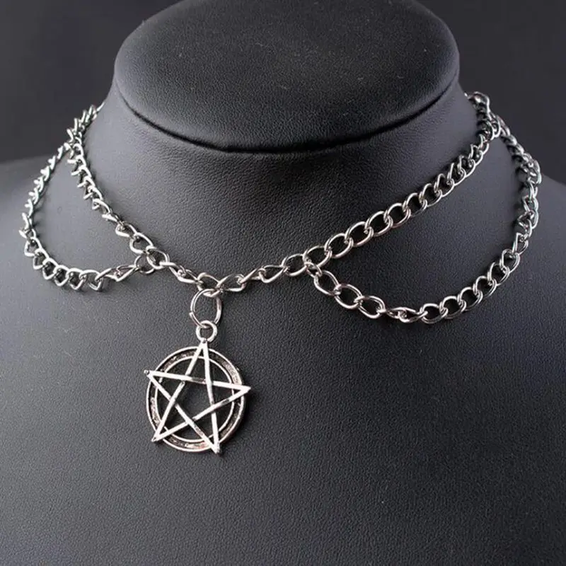 Multilayer Chain Choker Goth Gothic Supernatural Pentagram Witchcraft ...