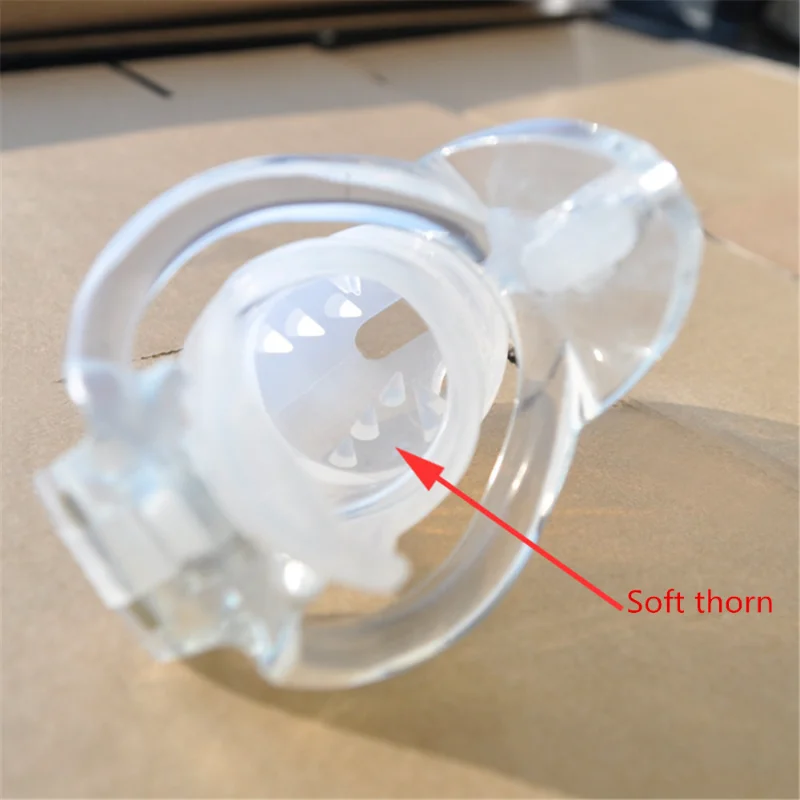 Transparent-White-Male-Silicone-Lockable-Chastity-Barbed-Bird-Cage-with ...