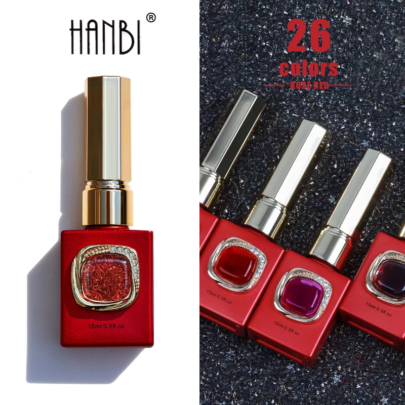HANBI-26-Color-Rose-Red-Gel-Nail-Polish-Nail-UV-Gel-Varnish-Soak-Off ...