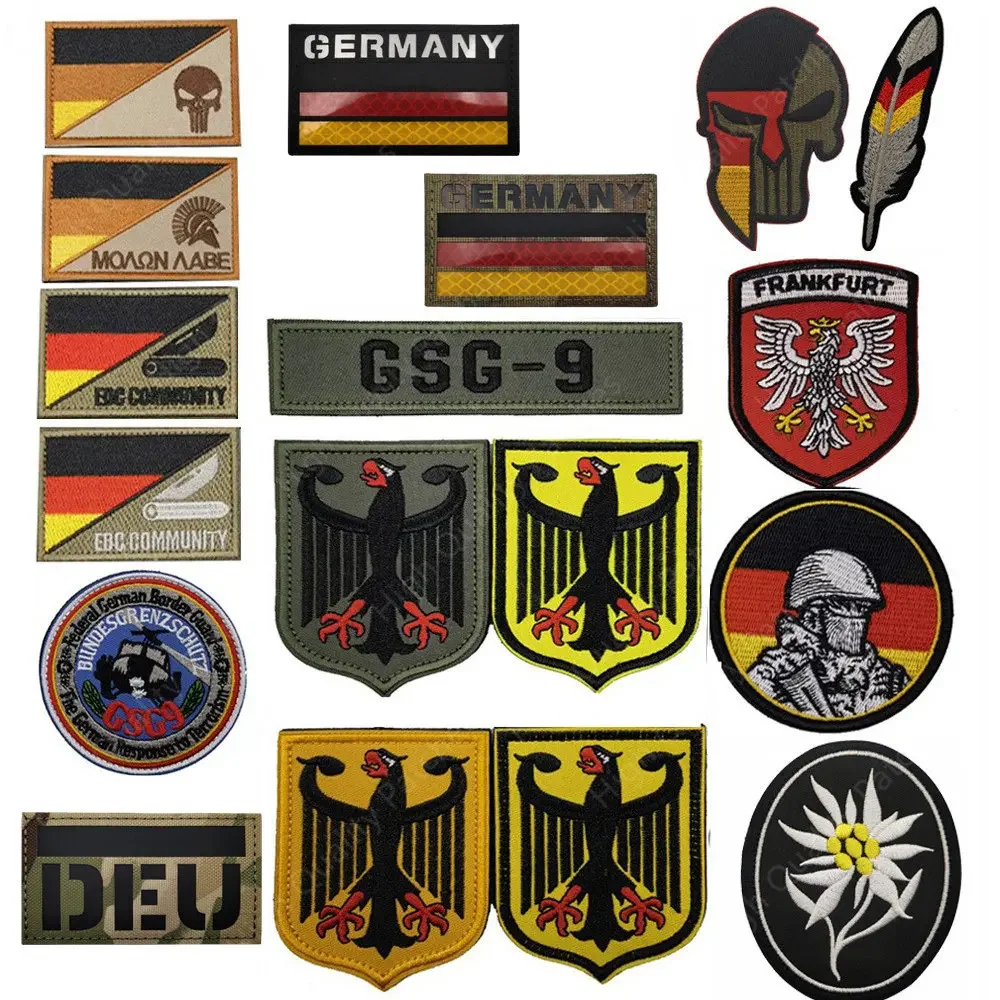 German-Eagle-Shield-Morale-Badge-DSG9-Flag-Embroidered-Fabric-Badge-Tactical-Patches-on-Clothes ...