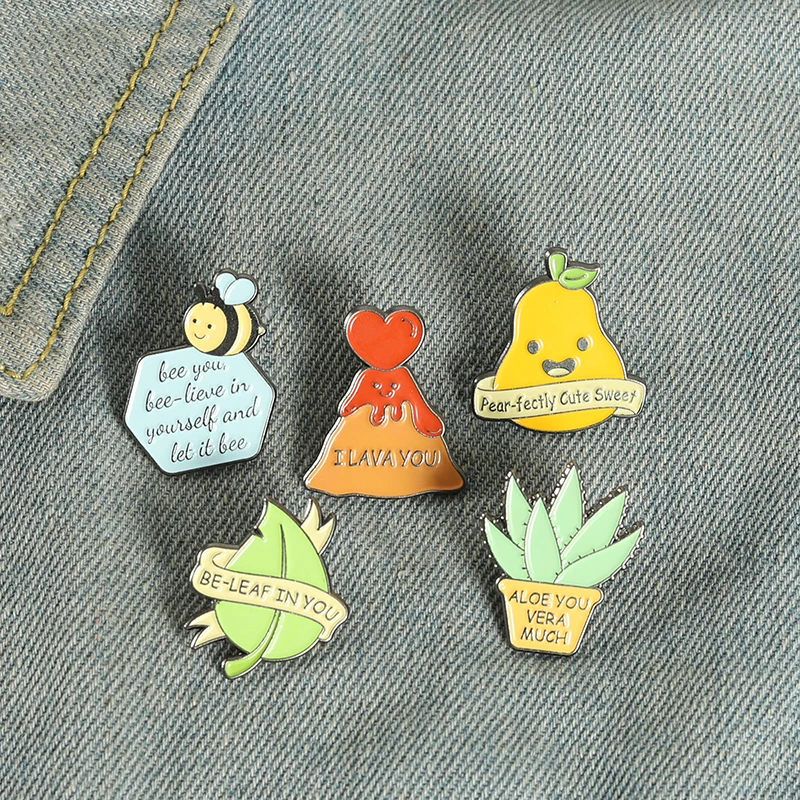 Funny Homophonic Pun Enamel Pins Custom Plants I LAVA YOU Banner Brooch ...