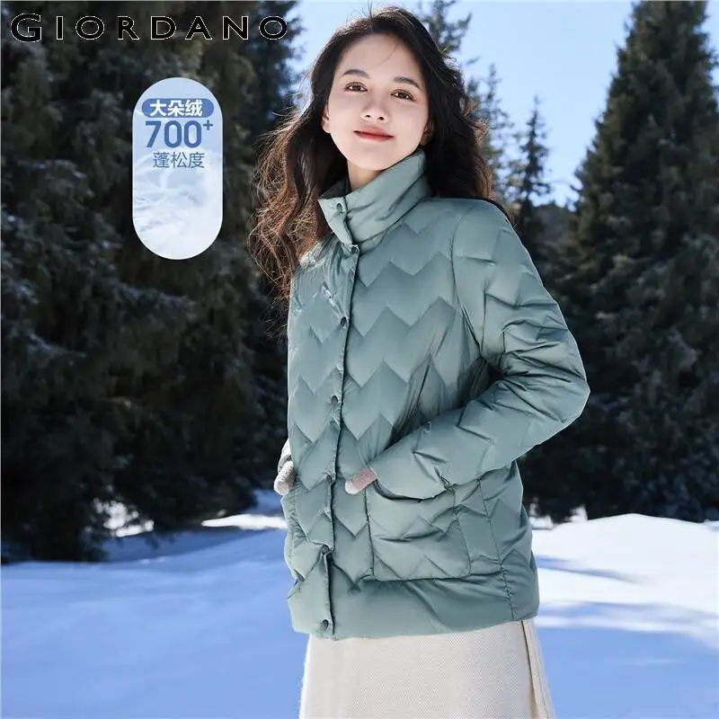 GIORDANO-Women-Down-Jackets-Wave-Quilted-85-Duck-Down-Jackets-Stand ...