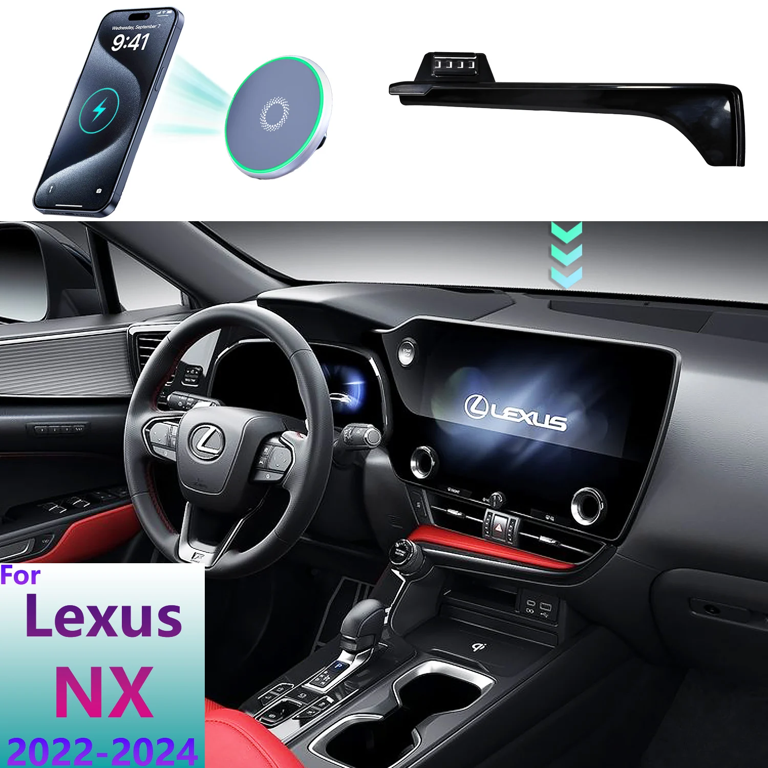 For Lexus NX 2022 2023 2024 Phone Holder Car Magnetic MagSafe Wireless ...