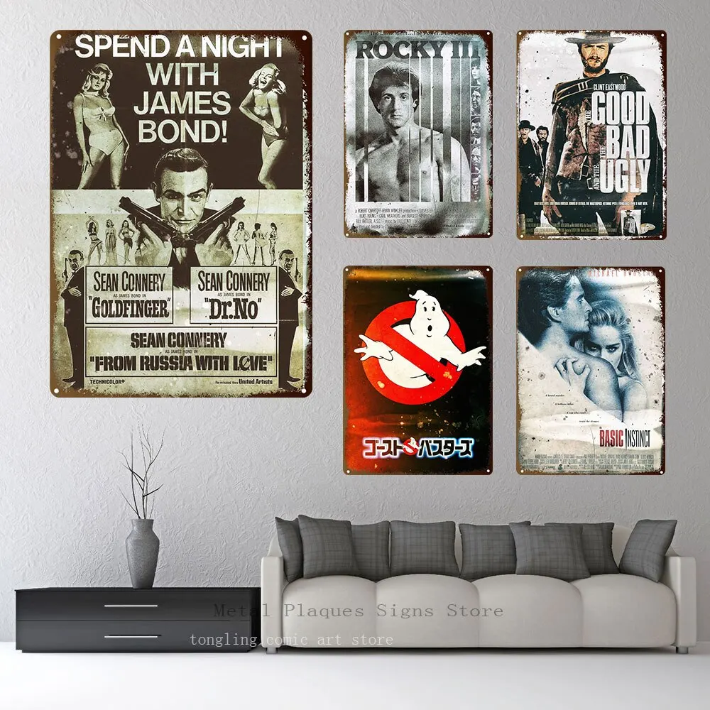Vintage Metal Poster Retro Tin Sign Plaque Classic Movie Wall Decor for ...