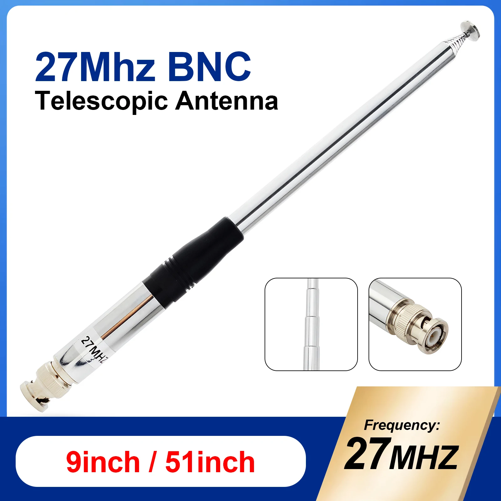 27MHz-Telescopic-Antenna-9-In-to-51-inch-BNC-Antennas-Replacement-for-CB-Handheld-Portable ...