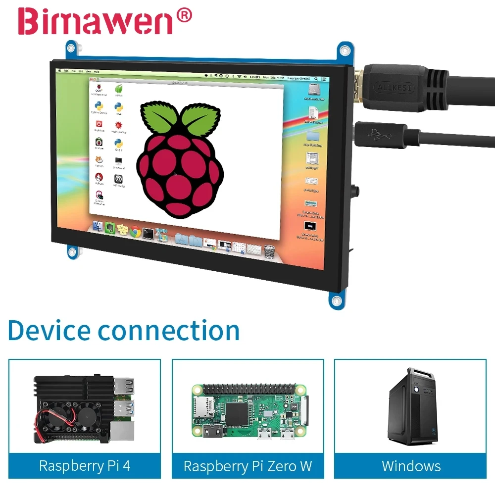 Bimawen Monitor de pantalla táctil para Raspberry Pi, pantalla LCD IPS ...