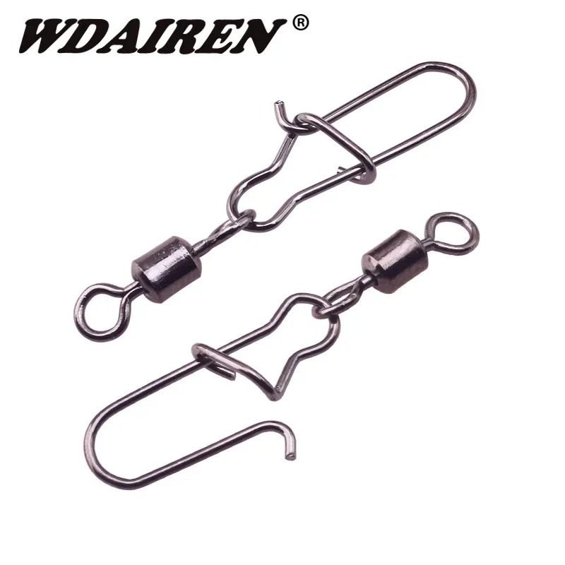 10 Pcs Fishing Rolling Swivels Snap Pin Line Connectors Solid Barrel ...