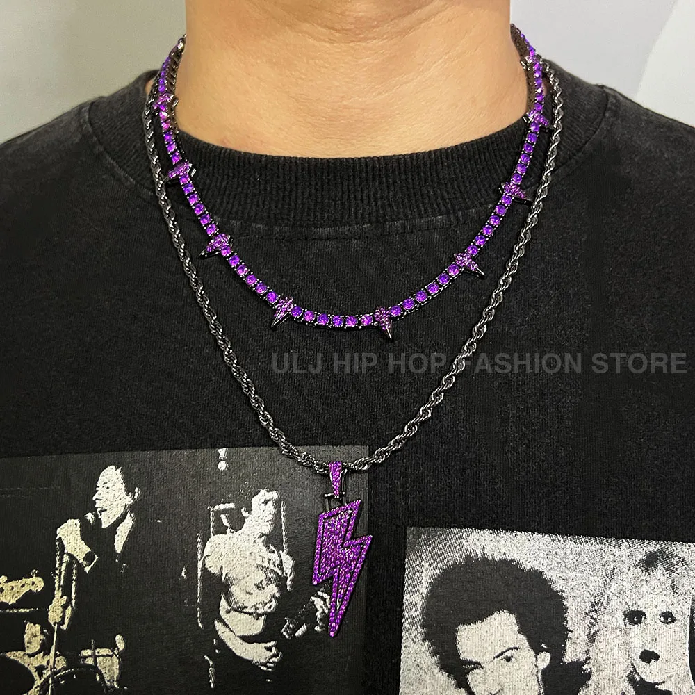 ULJ-Hip-Hop-Lightning-Pendant-Dark-Purple-Iced-Out-CZ-Tennis-Chain ...