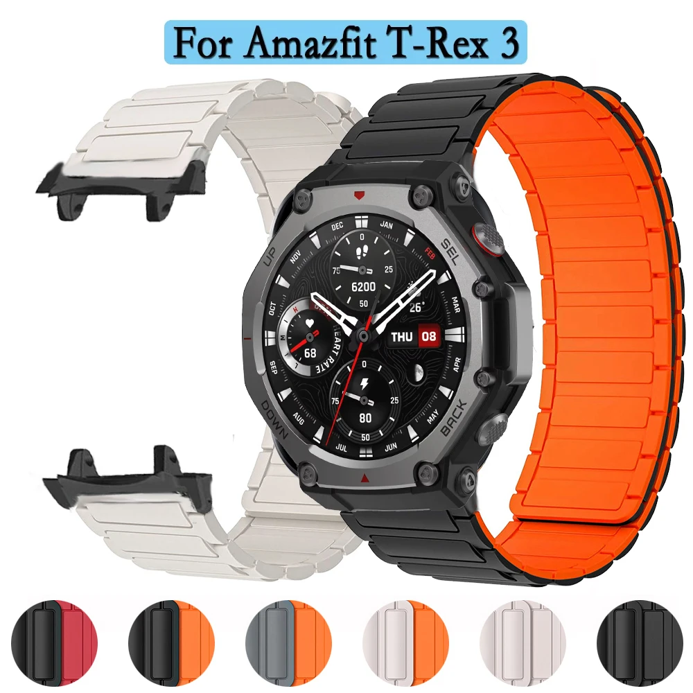 Magnetic Silicone Band for Amazfit T-REX 3 Smart Watch Sports Loop ...