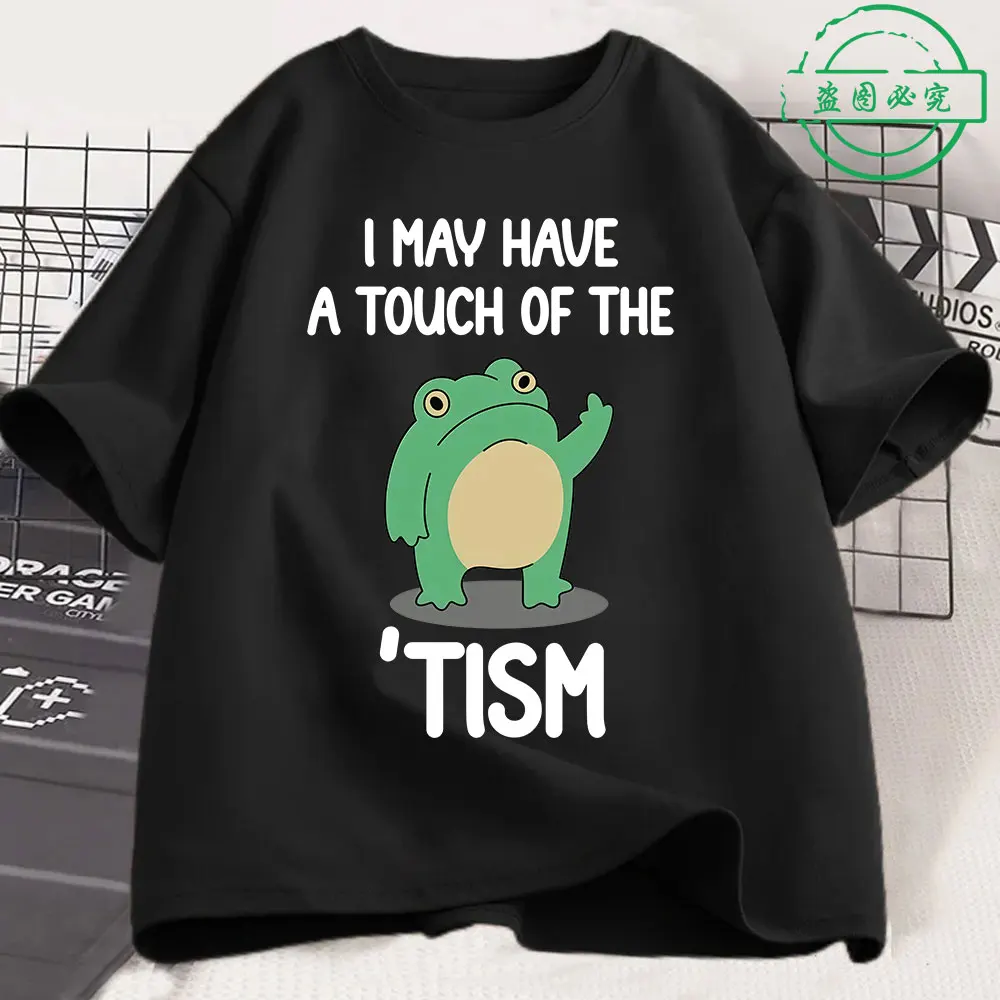 I May Have A Touch of The Tism Funny Frog T Shirt Autism Retro Short ...