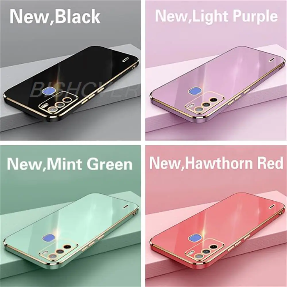 Luxury-Square-Plating-Phone-Case-For-Itel-Vision-1-Pro-6-52-Vision1Pro ...