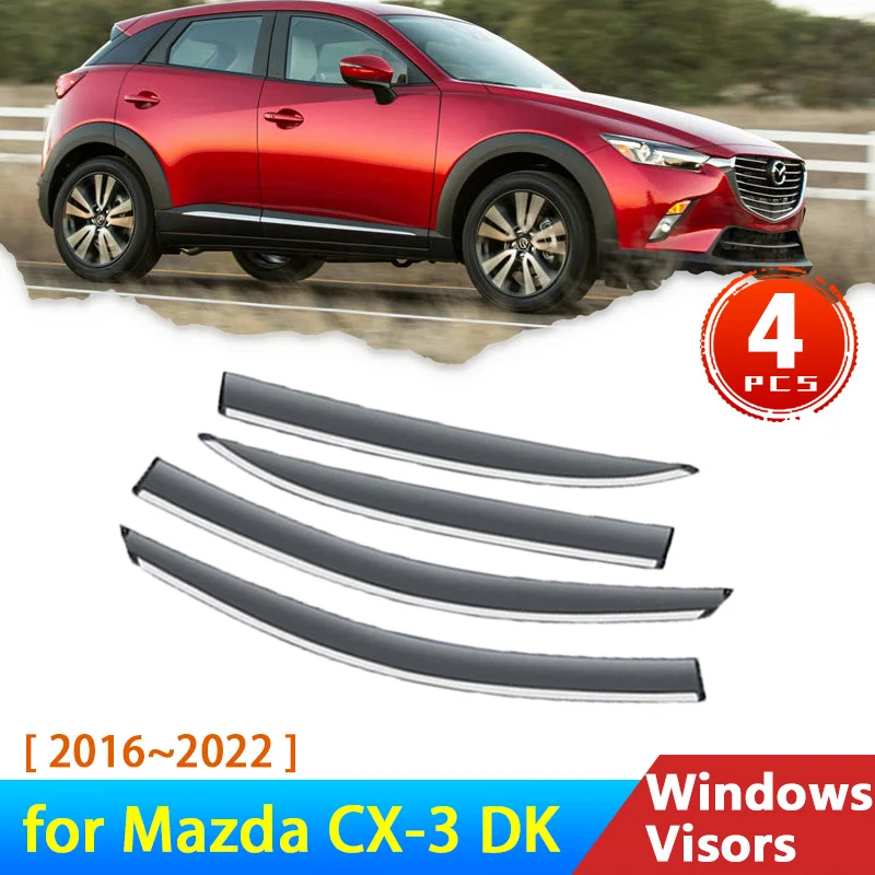 マツダCX 3,cx 3,cx3,dk,2016〜2022用の自動車用ウィンドウデフレクター,レインスプレー,自動日よけ,サンバイザー ...