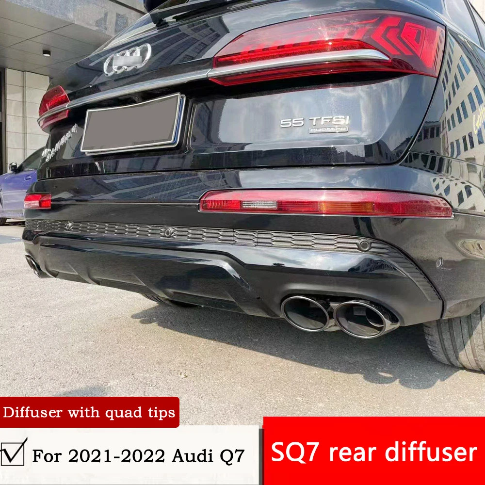 For 2021 2022 Audi Q7 SQ7 rear diffuser with quad tips glossy black style very nice SQ7 body kit ...