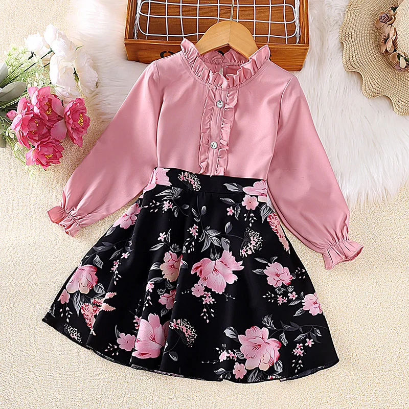 Autumn-4-7-Year-Girls-Clothing-Suit-New-Lace-Long-Sleeve-Top-Half-Skirt ...