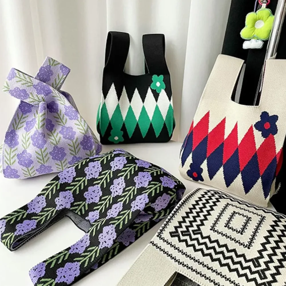 Handmade-Flower-Handbags-With-Wrist-Strap-Casual-Small-Tote-Bags-Eco ...