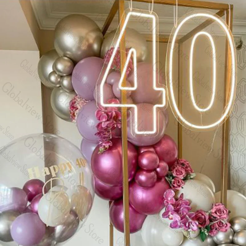 Neon-Number-Sign-40th-Birthday-Party-Decorations-Led-30th-Light-Sign ...