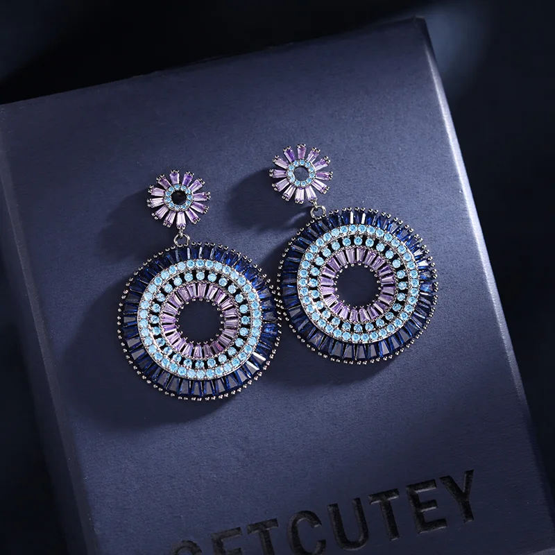 European-And-American-New-Style-Earrings-Women-s-Retro-Blue-Gradual ...