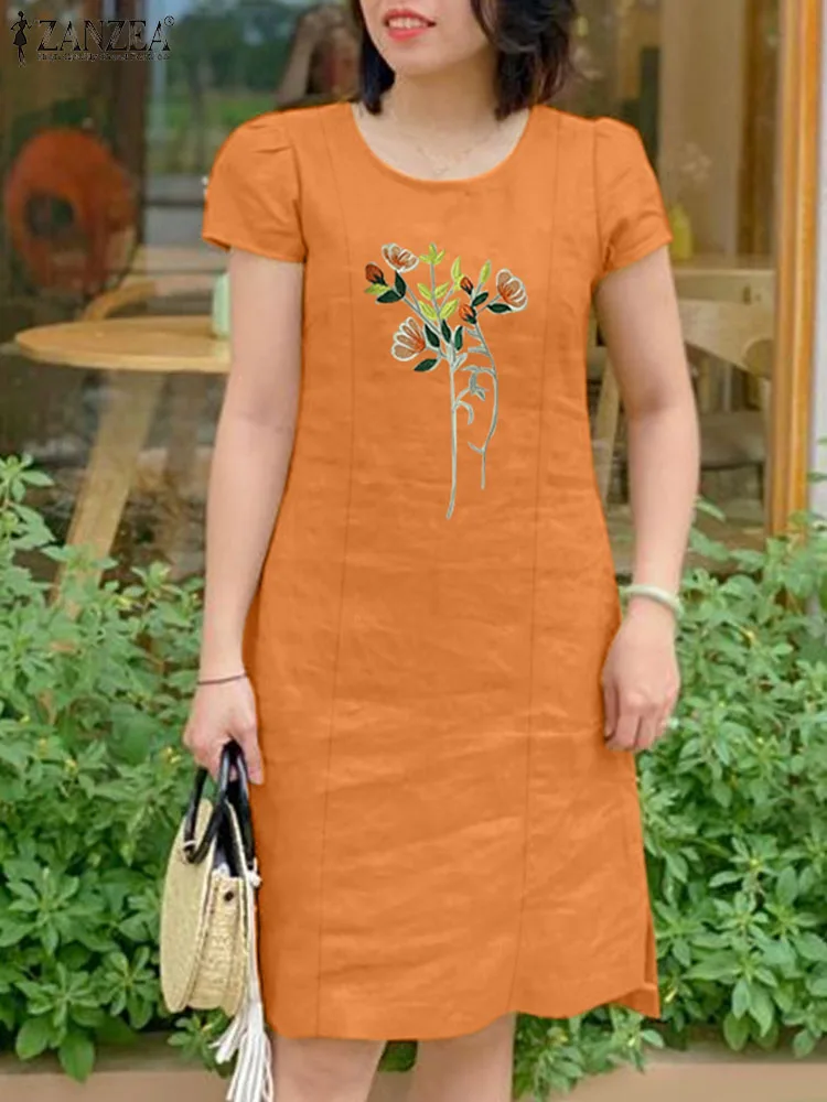 Elegant Floral Dress ZANZEA Summer Holiday Work Sundress Women Vintage ...