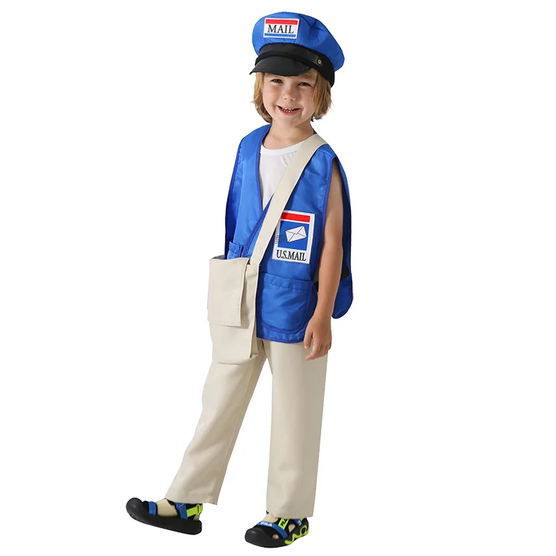 Boys Girls professional postman Cosplay mail carrier Uniform Costume ...