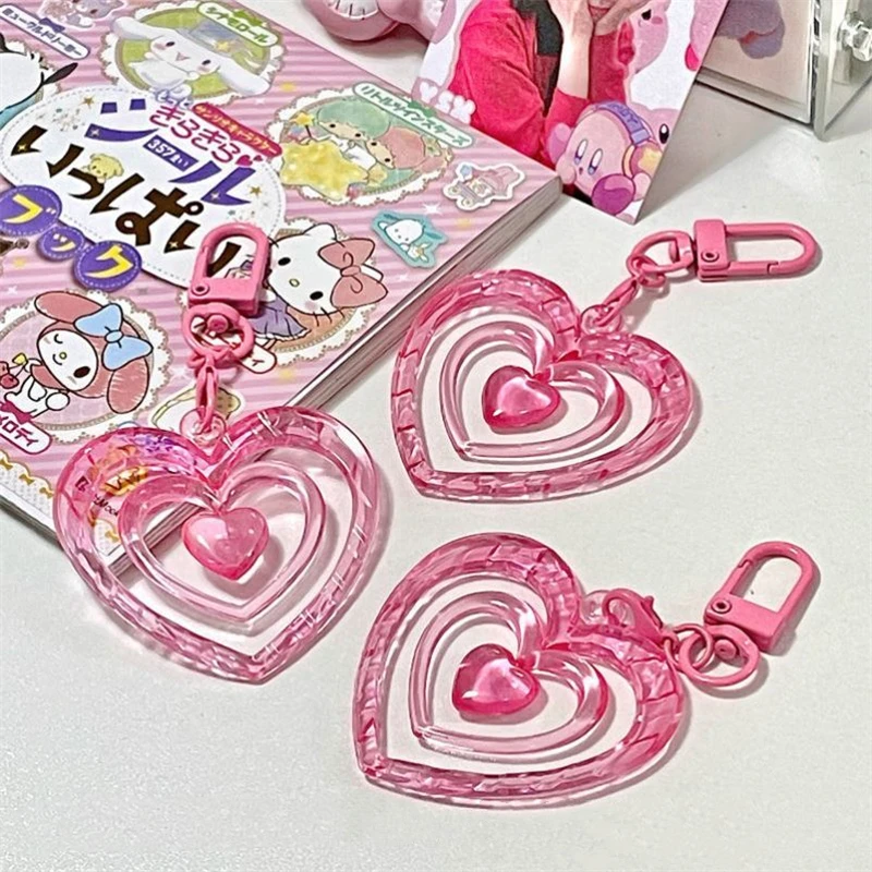 Cute Pink Love Heart Keychain For Friendship Women Girl 2022 New Phone ...