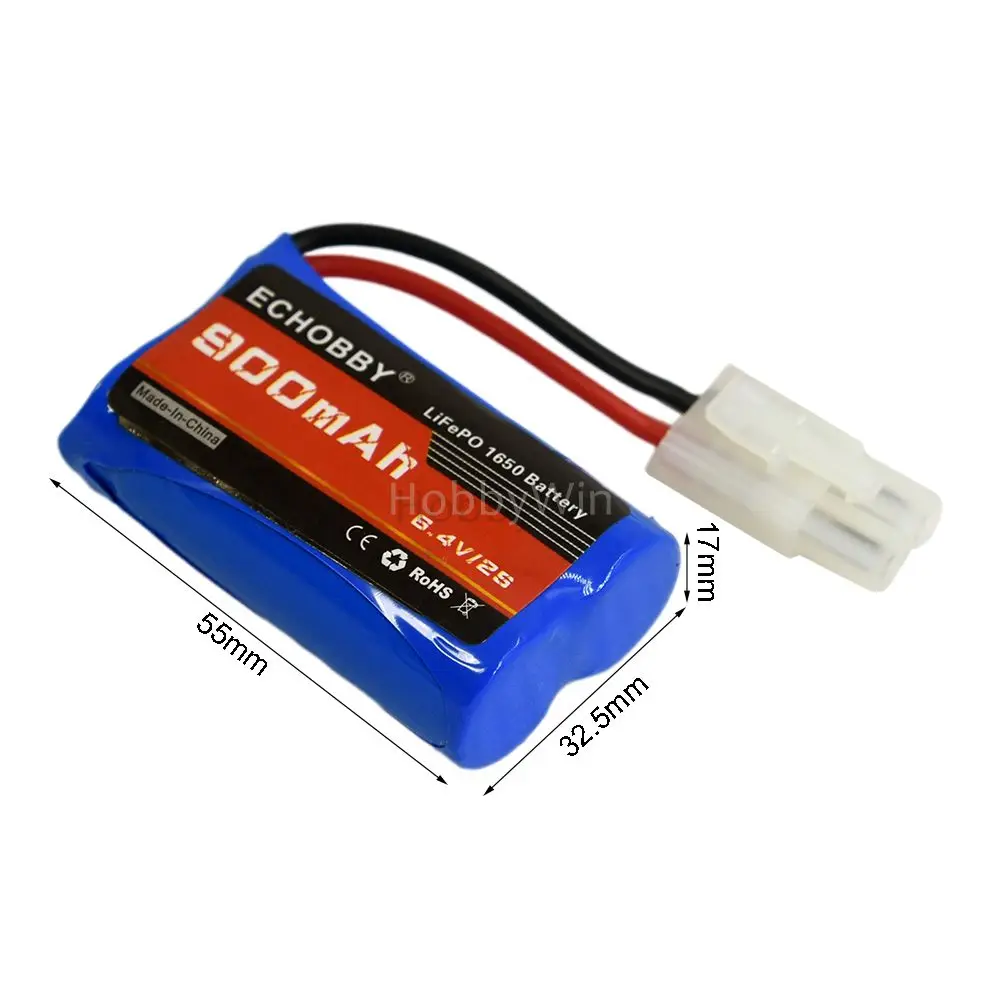 6.4v 2s 900mah Life Battery Big Tamiya Male Plug P-to-s For Rc Model ...