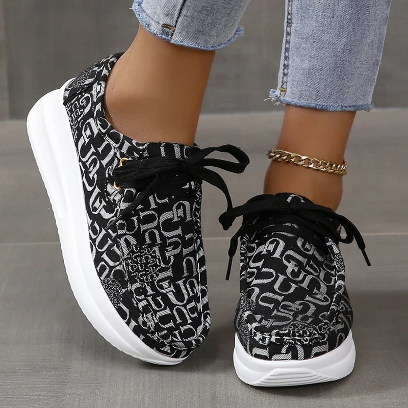 Fashion Lace-up Mix Color Platform Sneakers