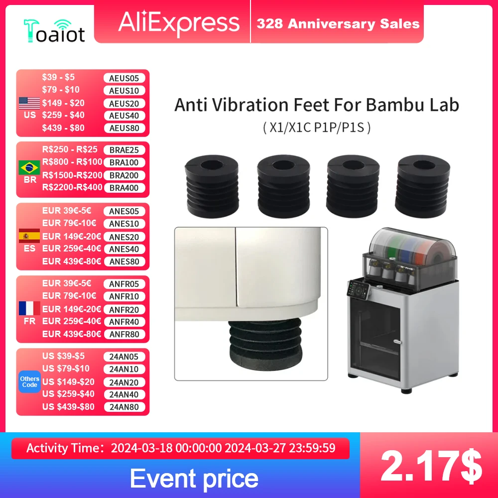 Anti-Vibration-Feet-Pad-For-Bambu-Lab-X1-X1C-Anti-slip-Anti-Shock ...