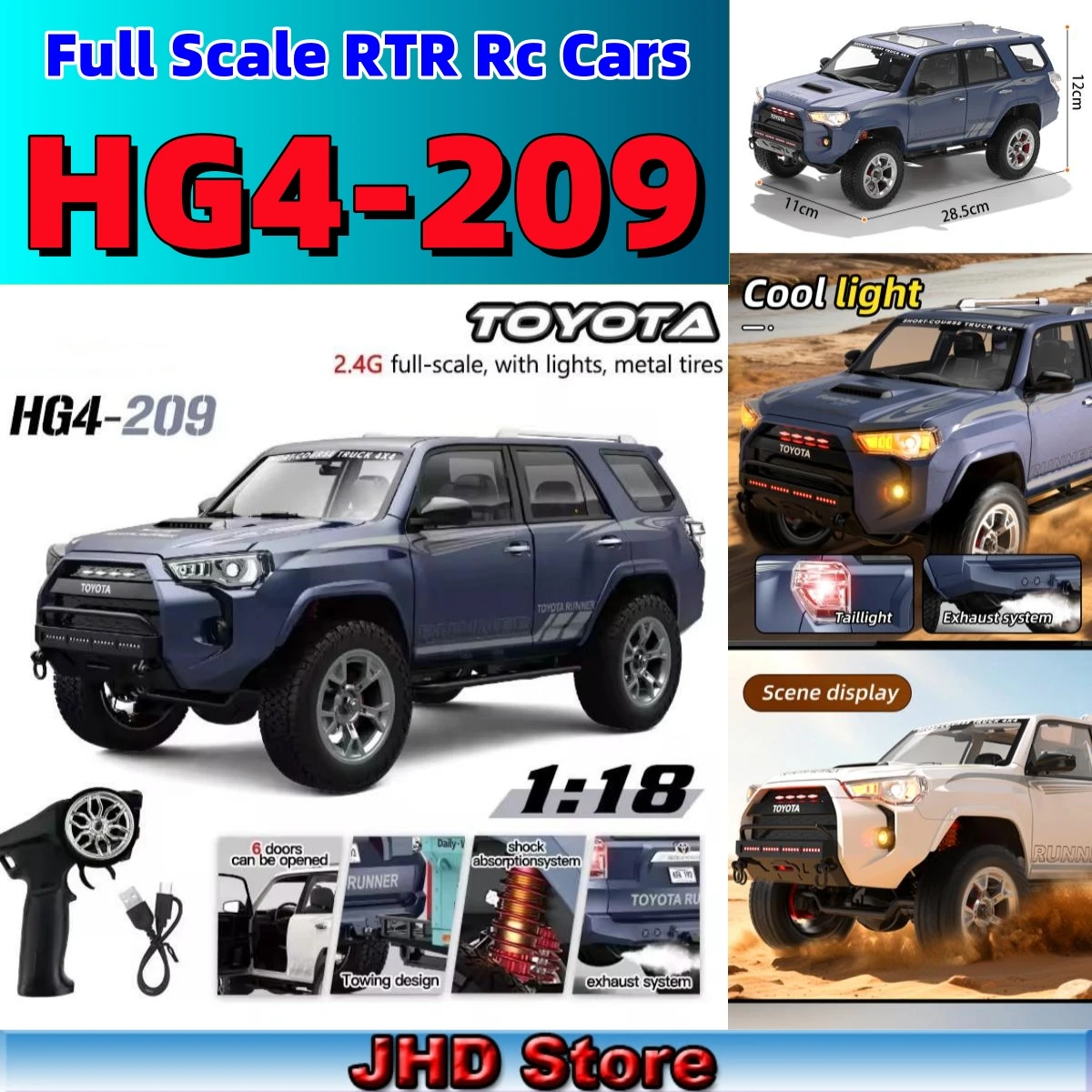 JHD for JJRC HG4-209 Car With 2 OR 3 Battery 2.4G LED Light Simulated ...