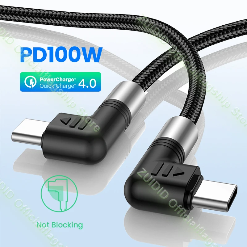 Double Elbow USB C to USB Type C Cable for MacBook Pro QC4.0 PD 100W 5A ...
