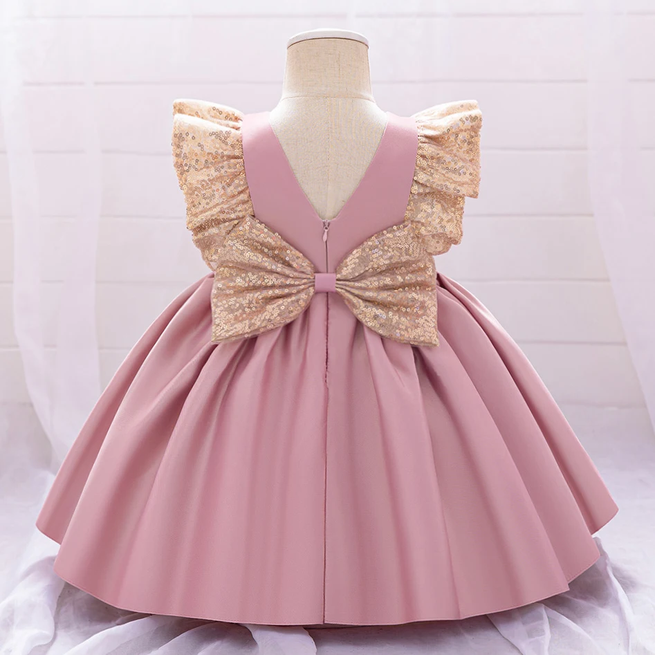 Sequin-Bow-Baby-Girls-Party-Dresses-Elegant-Toddler-Birthday-Wedding ...