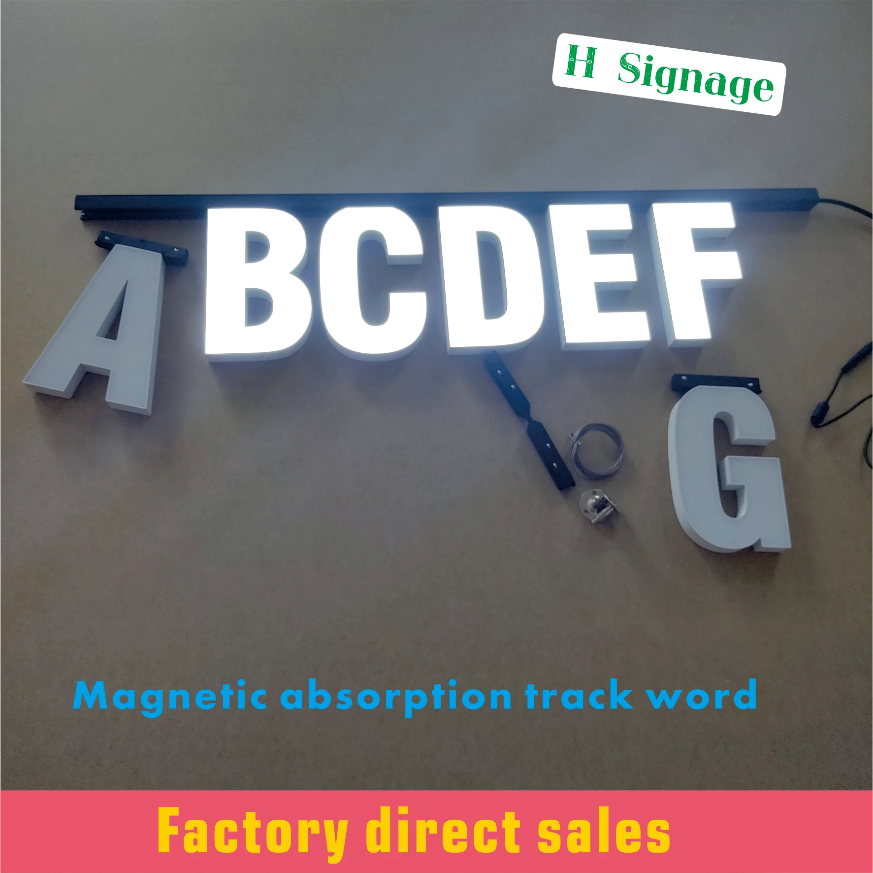 Store Lde Hang Signboard Magnetic Absorption Track Luminous Character ...