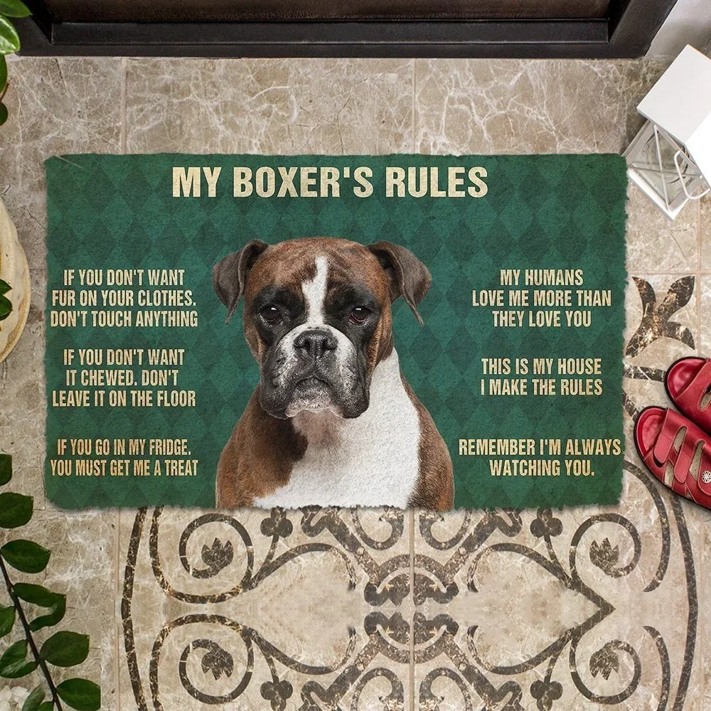 Boxer Dog House Rules Doormat - simplexgift