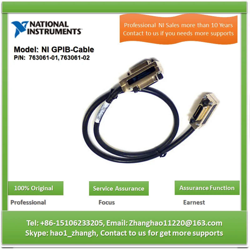 NI GPIB Cable 763061 01, 763061 02 , X2 GPIB cable, double shielded, shielded plug/socket (1 and ...