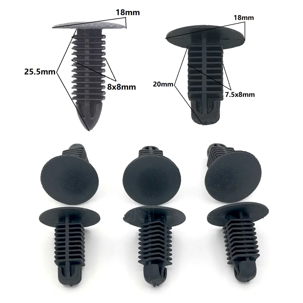 20-100Pcs 8mm Plastic Rivets Vehicle Universal Auto Fasteners Car Roof ...