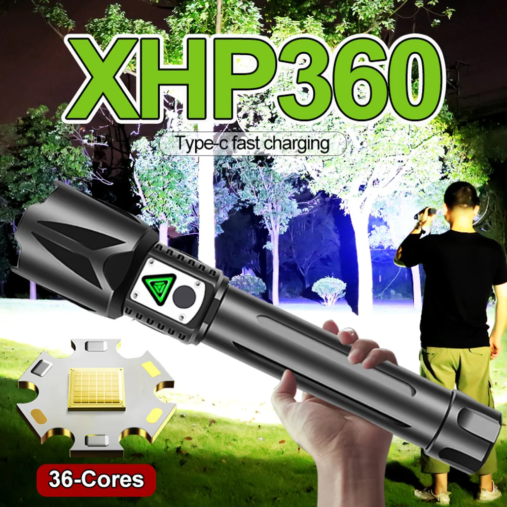 XHP360-Led-Flashlight-26650-Rechargeable-Torch-Usb-Powerful-Tactical ...