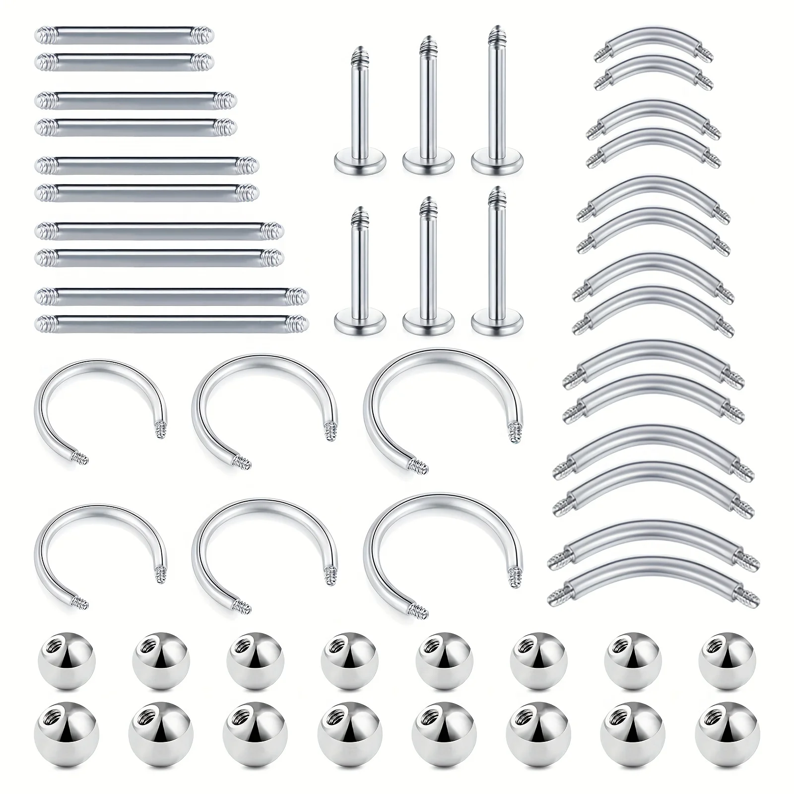 6-8-10-12-52pcs-16G-Stainless-Steel-Rods-And-Piercing-Balls-Set-Belly ...