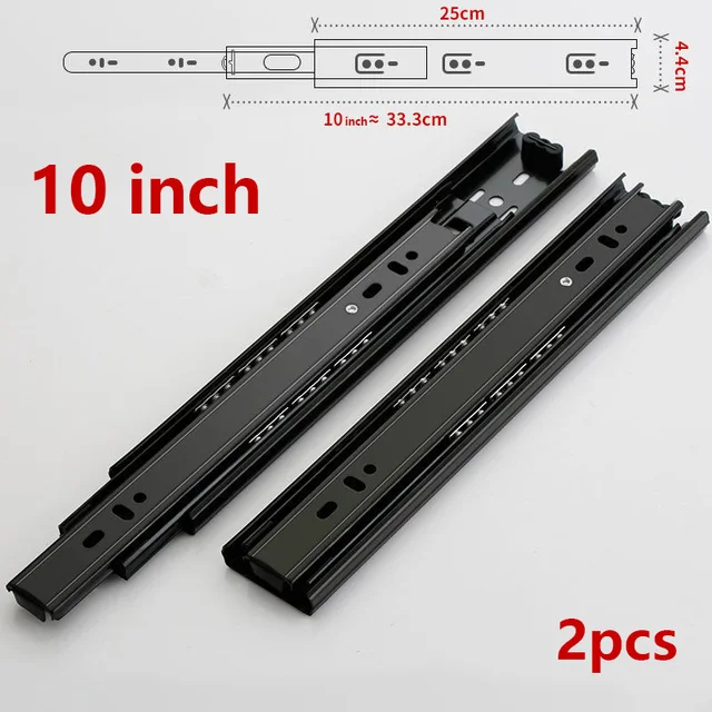 2pcs Soft Close Drawer Slides 10 Inch Full Extension Ball Bearing Self ...