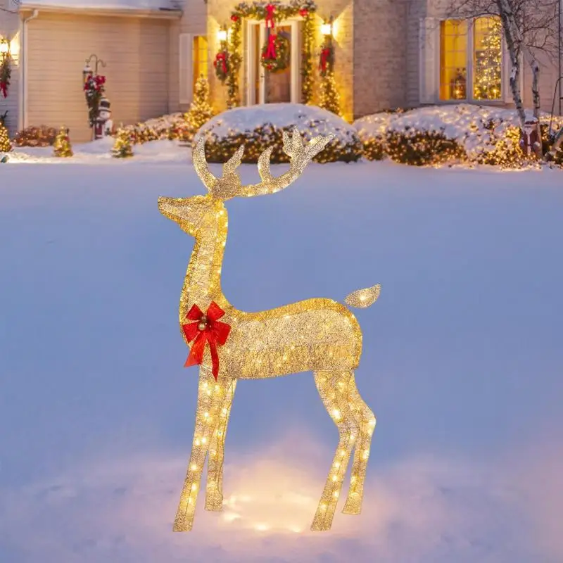 Christmas LED Light Luminous Deer Garden Decoration Xmas Ornament Happy ...