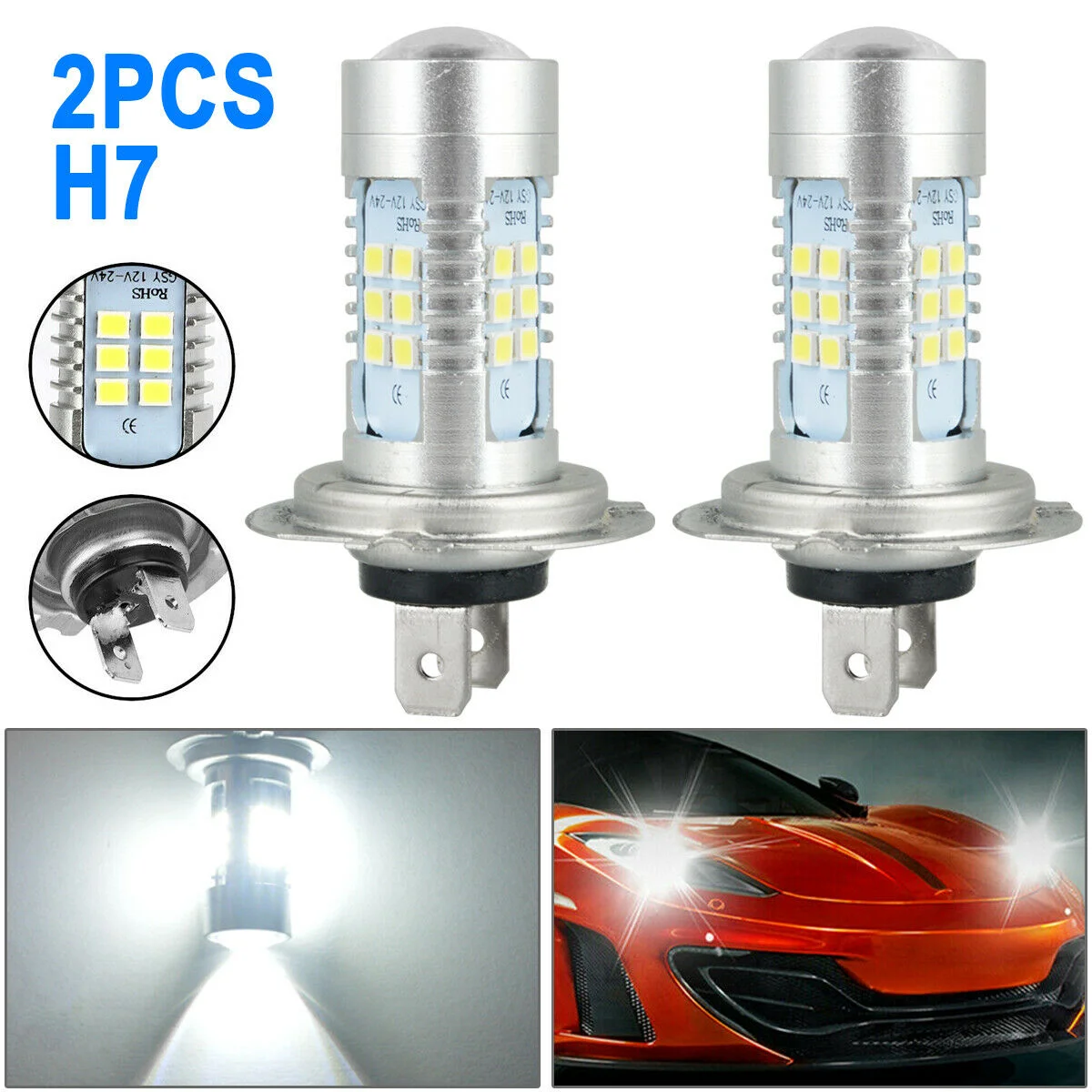 Kit de lâmpada de farol LED H7, feixe alto e baixo, 110W, 45000LM, super brilhante, 6000K ...