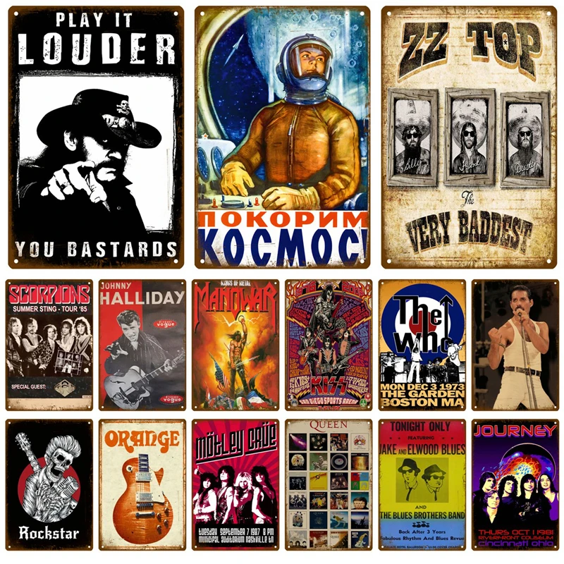 Raum-Rock-Zinn-Zeichen-Poster-Vintage-Wand-Poster-Metall-Zeichen ...