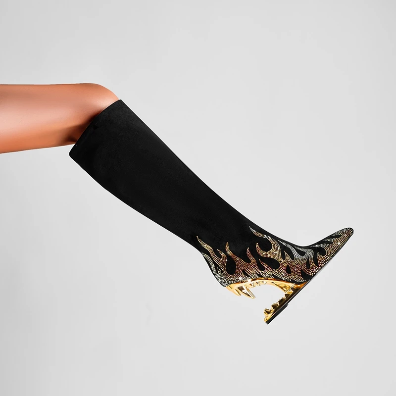 Kaky-s-New-Pointed-Rhinestone-Wolf-Teeth-High-Heel-Women-s-Boots-Large ...