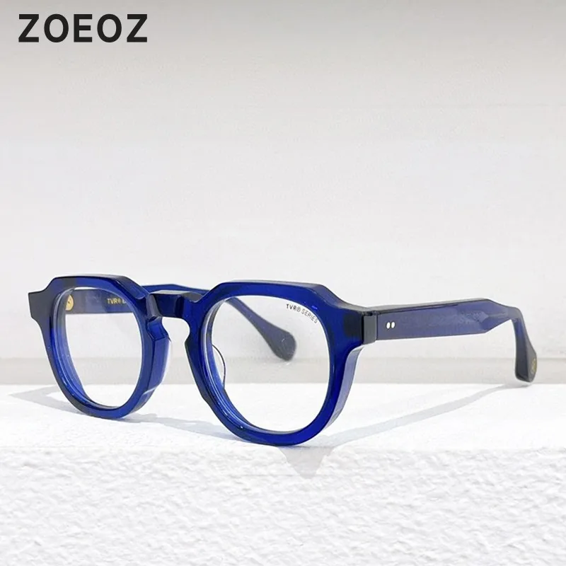 Japanese-designer-vintage-blue-round-full-frame-glasses-myopia-glasses ...
