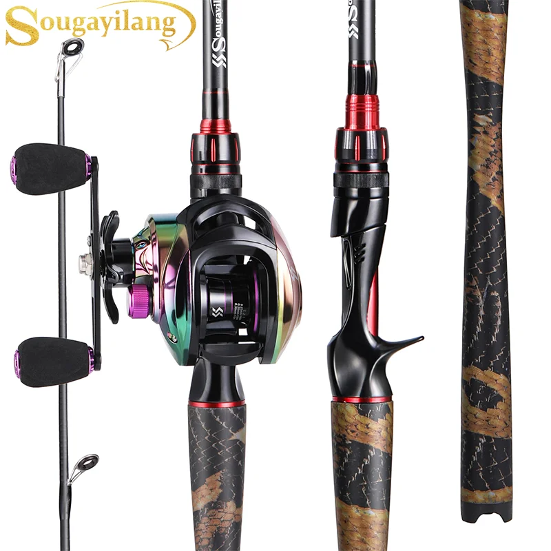Sougayilang Fishing Set 1.98m Carbon Fiber Casting Rod and 19+1BB ...