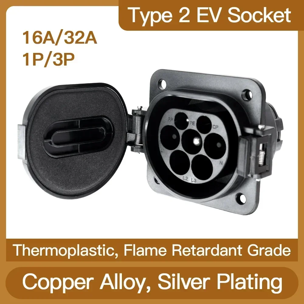 Electric Vehicle Cars Charging Evse Socket Type 2 EV Sockets 16A-32A 1P ...
