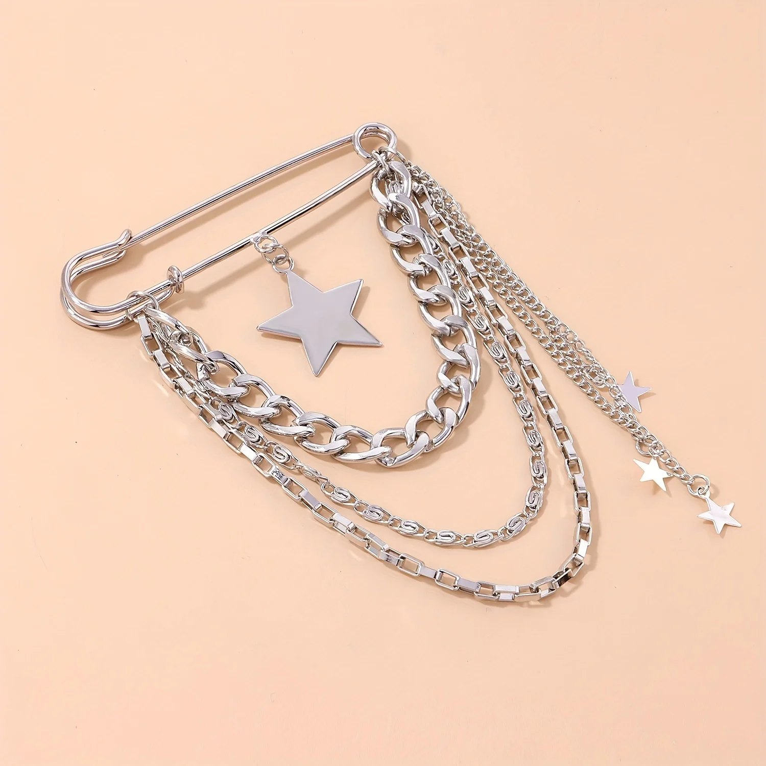 Hip Hop Style Star Tassel Pendant Safety Pin Women's Personality ...