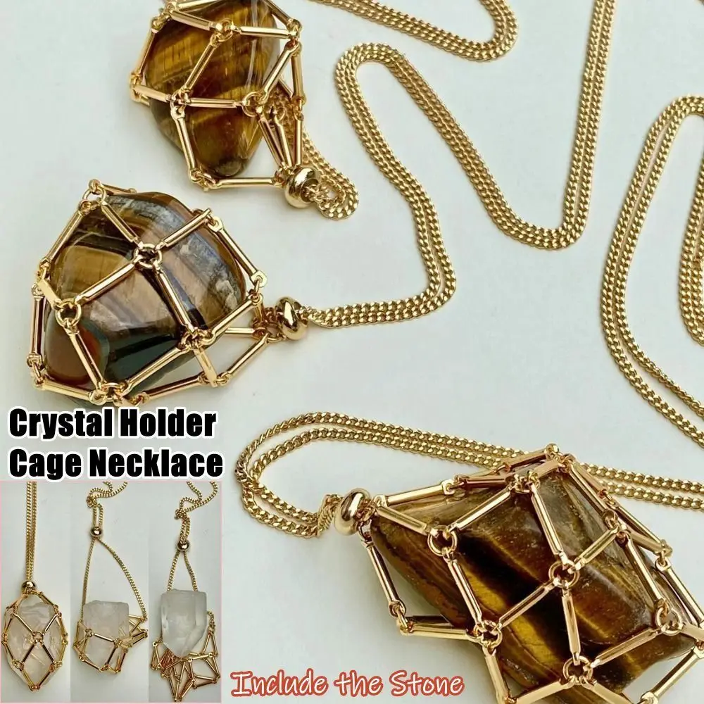 Hot-Adjustable-Collection-Stone-Holder-Necklace-Crystal-Cage-Copper ...