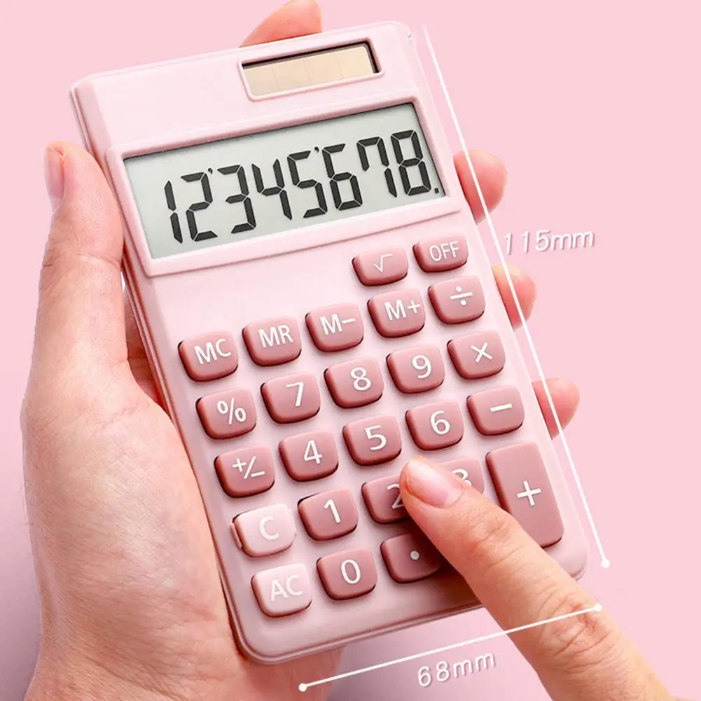 8-Digit-Mini-Calculator-Solar-Powered-Large-Display-Multipurpose-Basic ...
