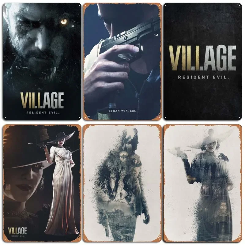 Game Signs Wall Art Retro R-Resident Evil Village Posters Room ...