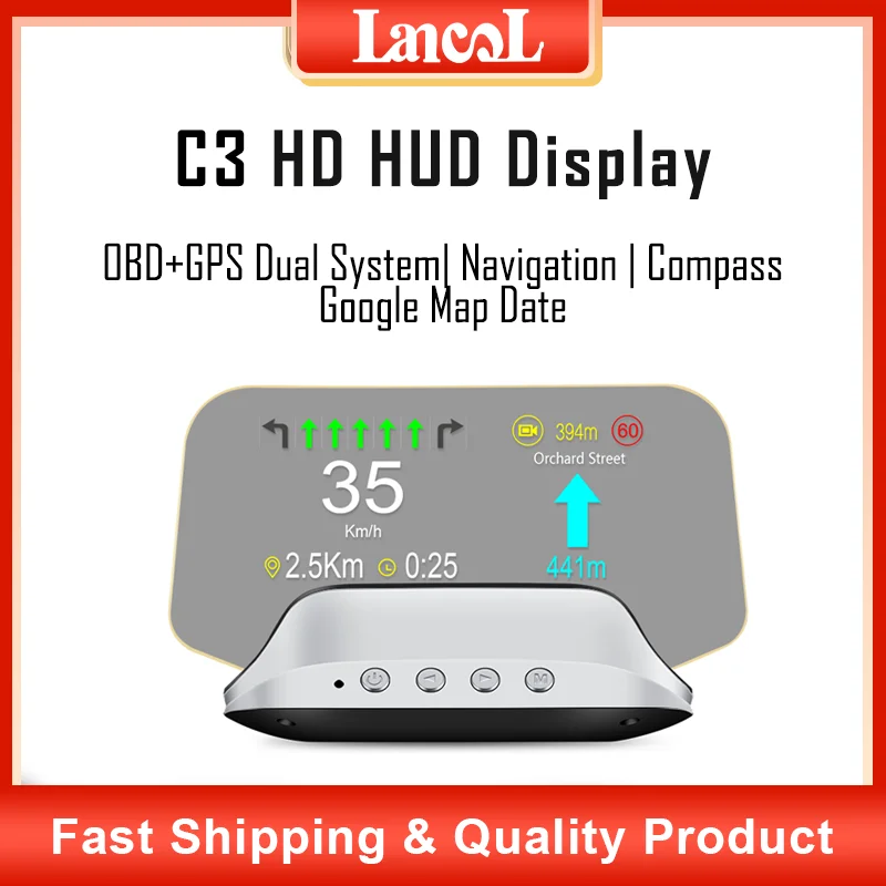 C3 헤드업 디스플레이 자동 HUD GPS OBD2 자동차 프로젝터 속도계, 내비게이션 시스템 포함, 보안 경보, 자동차 전자 액세서리| | - AliExpress